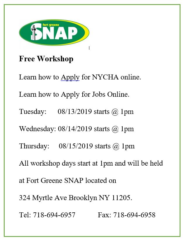 Free Workshop: Learn how to Apply for NYCHA and search for jobs online ...